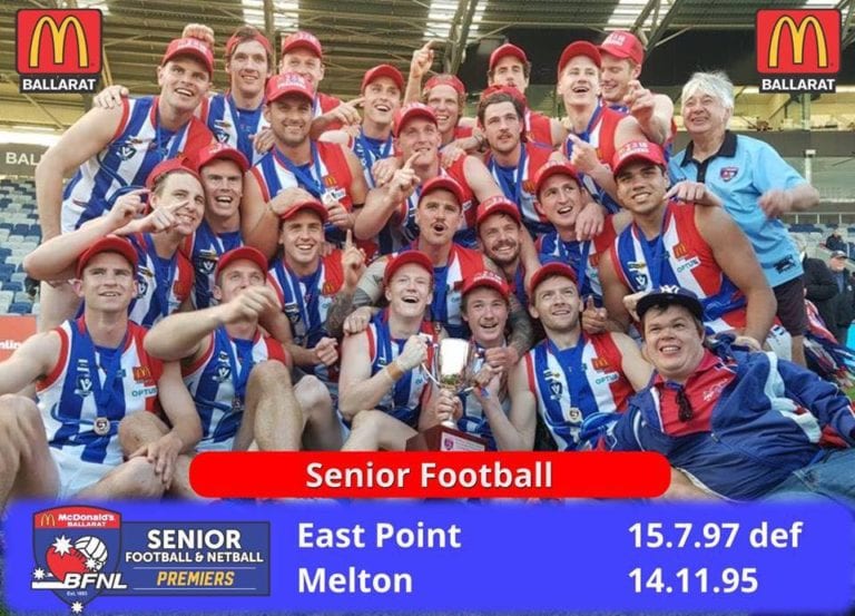 East Point Football Netball Club, Ballarat. Premiers 2018, 2019